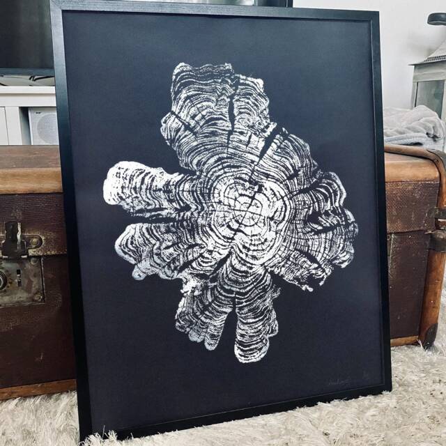 Olive Tree Ring Print Black & White Woodcut Art - 50cm X 40cm by Etsy ...