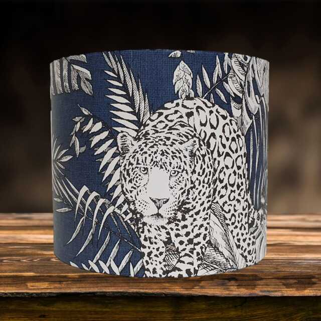 Navy Blue Leopard Print Lampshade Ceiling Light Shade Tropical Jungle ...