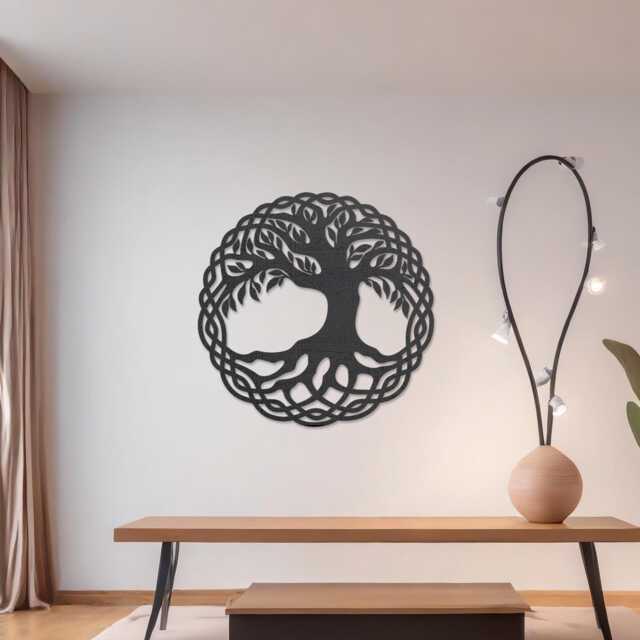 Round Tree Of Life Hanging Modern Contemporary Wooden Wall Art ...