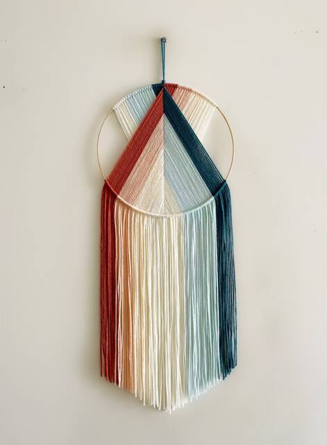 Blue & Pink Shades Fading Ombre Yarn Hoop Wall Hanging/Macrame Dorm ...