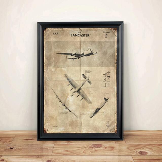Aged Reproduction Of A Lancaster Bomber Factsheet. Art Print - A4 Size ...