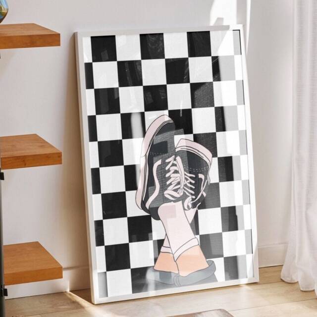 Sneaker Art Print Checkerboard Shoes, Emo Goth Room Decor by Etsy ...
