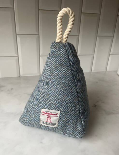 Door Stop-Light Blue Herringbone Door Stop - Light Tweed-Door Stop-Door ...