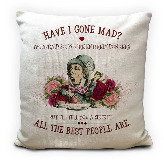 Alice Wonderland Mad Hatter Gift Cushion Cover, Vintage Tea Party, Home ...