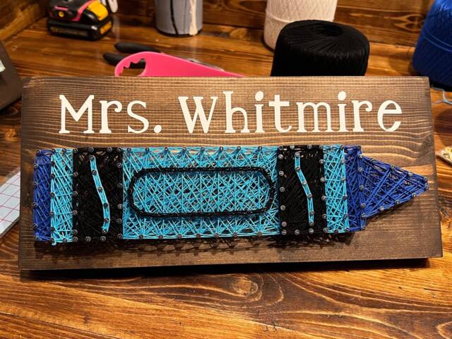 Custom Crayon String Art - Personalized Teacher Gift Handmade Classroom ...