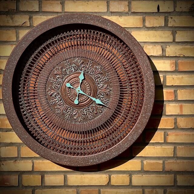 Wall Clock Large Glass Rattan Bamboo Handmade Woven Patina Antique ...