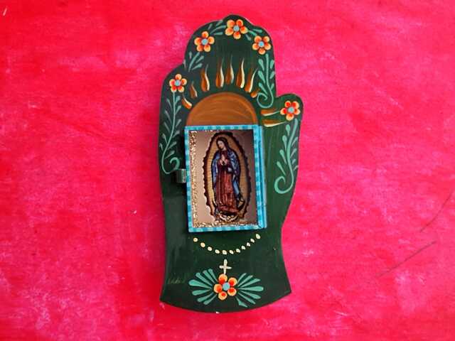 Mexican Our Lady Of Guadalupe Tin Wall Hanging Nicho Folk Art Hand ...