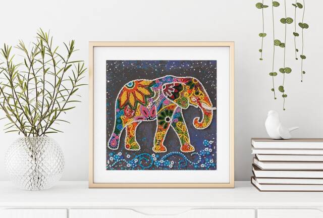 Colorful Elephant Wall Art Beaded Artwork Handmade Completed Finished ...