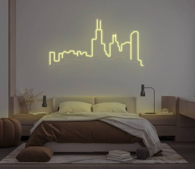 Chicago Neon Sign - City Custom Sign- Wall Decor-City Neon Sign ...