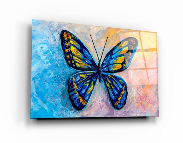 Butterfly Glass Printing Wall Art - Home Decoration House Warming Gift ...