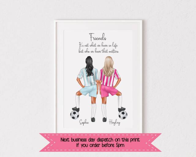 Personalised Football Best Friends Print, Team, Gift, Friends, Sister ...