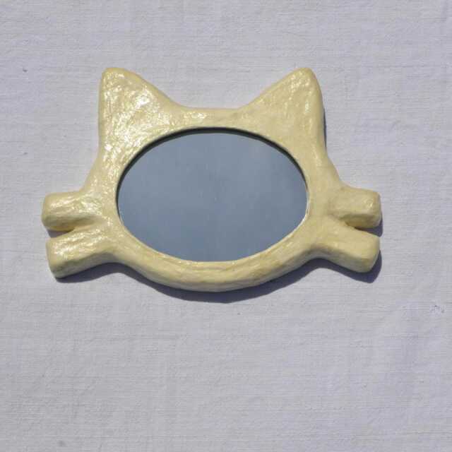 White Cat's Head Mirror, Decorative Wall White Cat, Unique Hand Made ...