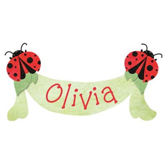 Personalize Ladybug Name Banner Wall Decal For Girls Room - Stk1045 by ...
