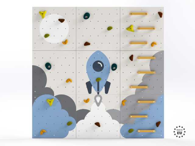 Blue Rocket Climbing Wall For Kids - Lezun [L], Wall, Wooden Art Kids ...