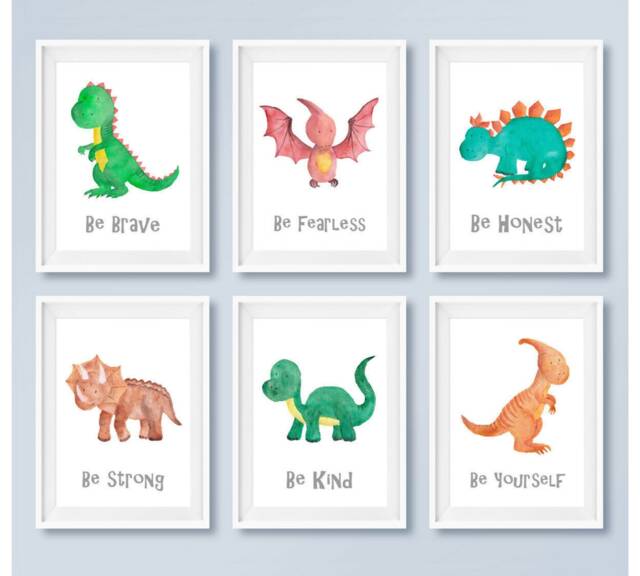 Dinosaur Prints, Nursery Dimosaurs Wall Art, Boys Room Inspirational ...