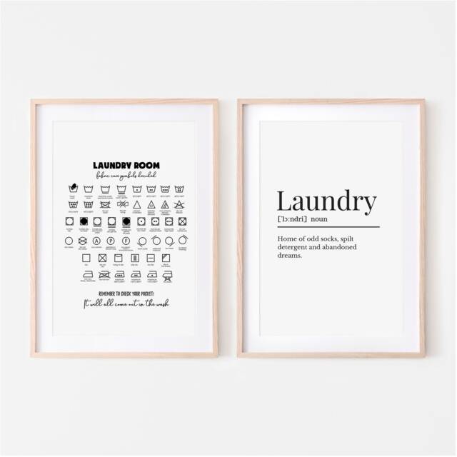 Laundry Print Set For Utility Room, Symbol & Definition Print, Prints ...