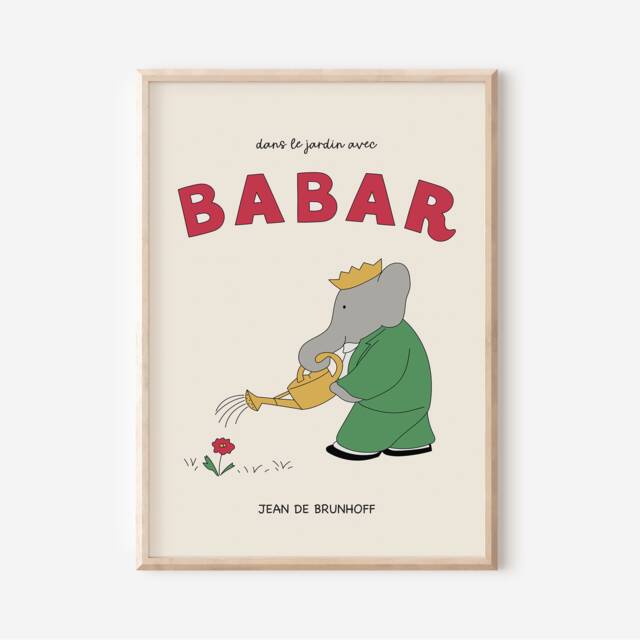Babar The Elephant Gardening Print, Babar, Nursery Kids Bedroom, Girl ...