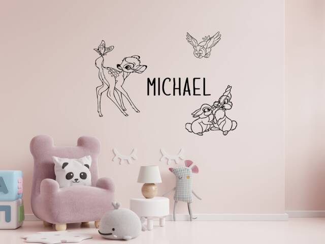 Bambi Wall Decal - Kids Room Personalized Cartoon Stickers Sg1109 by ...