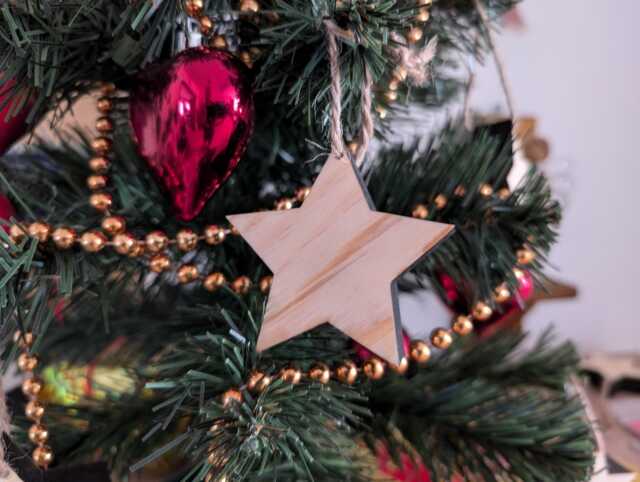 Christmas Set Of Stars Bauble Tree Ornament Decor Wood Star Unique ...