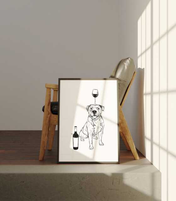 American Bully Wall Art - Bulldog Drawing, Dog Lovers Gift, Xl Bull Dog ...
