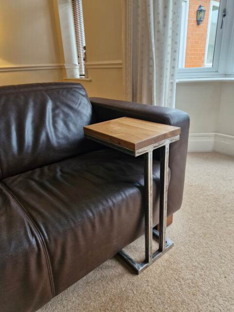 Solid Wood & Metal C Shaped Over Sofa End Side Table - Various Colours Available by Etsy ...