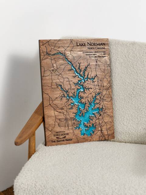 Any Lake Wood Epoxy Resin Wall Map Art, Laser Engraved Custom Lake Map ...