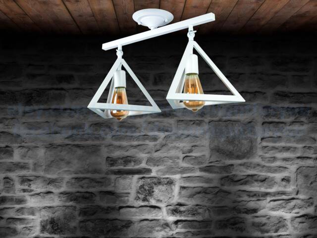 Double White Pyramid Semi Flush Mount Ceiling Light Ceiling Lighting ...