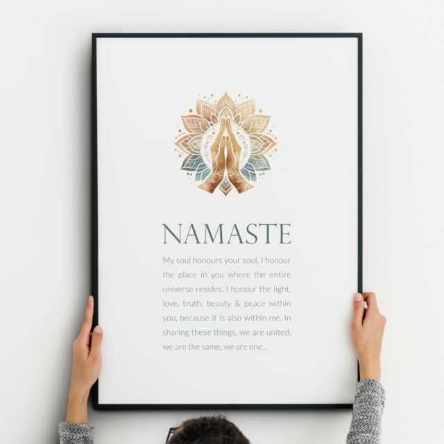 Namaste Print With Prayer Hands - Inspirational Wall Art Yoga Studio ...