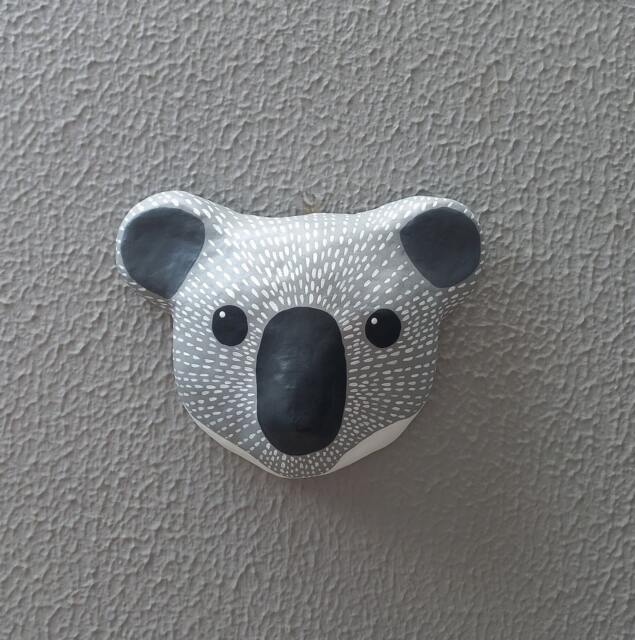 Animal Head Wall Hanging, Koala, Kids Decor, Paper Mache, Faux ...