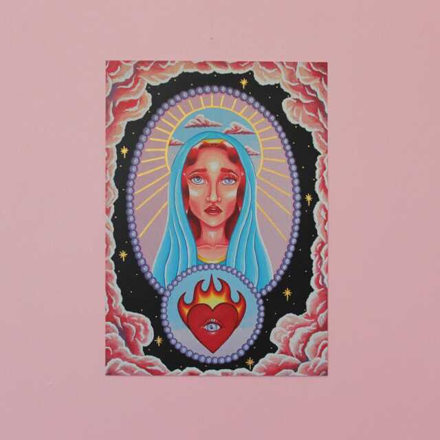 A4 Hand Finished Virgin Mary Art Print By Betty & The Lovecats by Etsy ...