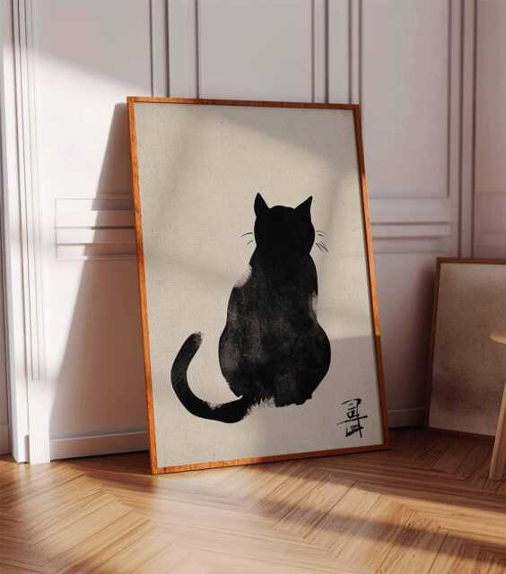 Vintage Japanese Cat Poster, Print, Gift, Gift For Lovers, Animal Art ...