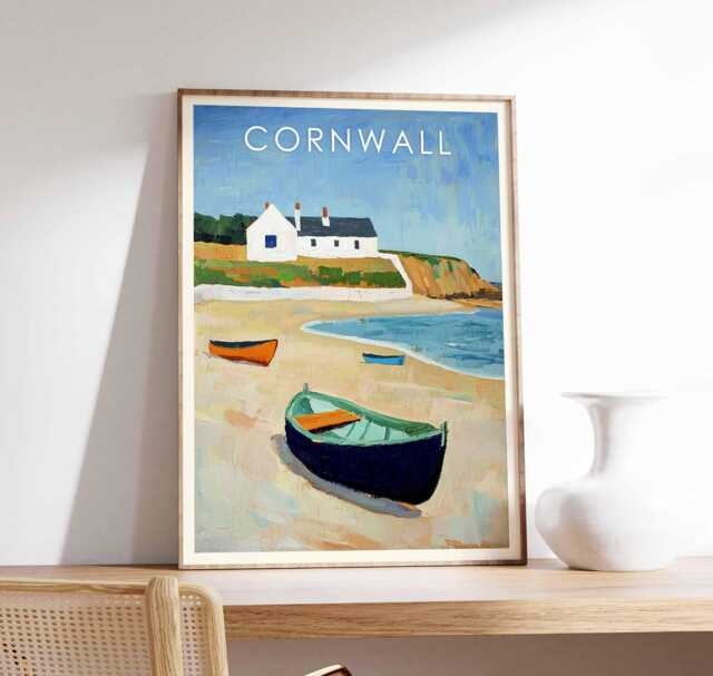 Cornwall Poster, Print, Wall Art, UK Travel Coastal Beach Decor by Etsy ...