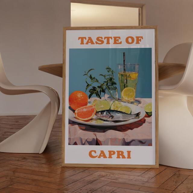 Taste Of Capri Print, Italian Food Poster, & Drink Kitchen Wall Art ...