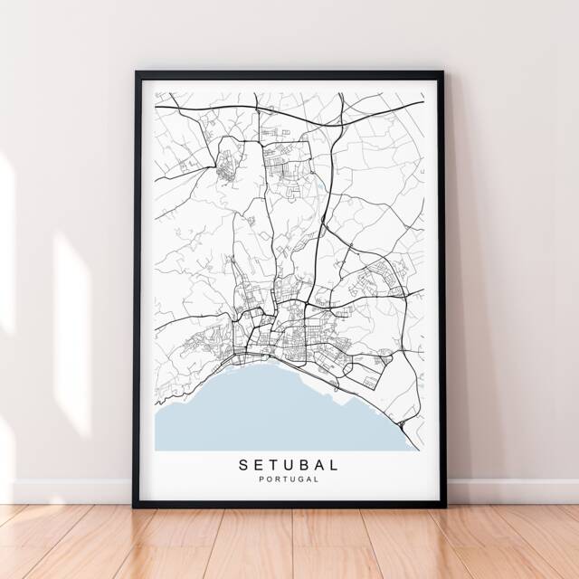 Set??bal City Map Portugal Print Minimalist Setubal Town Poster Wall ...