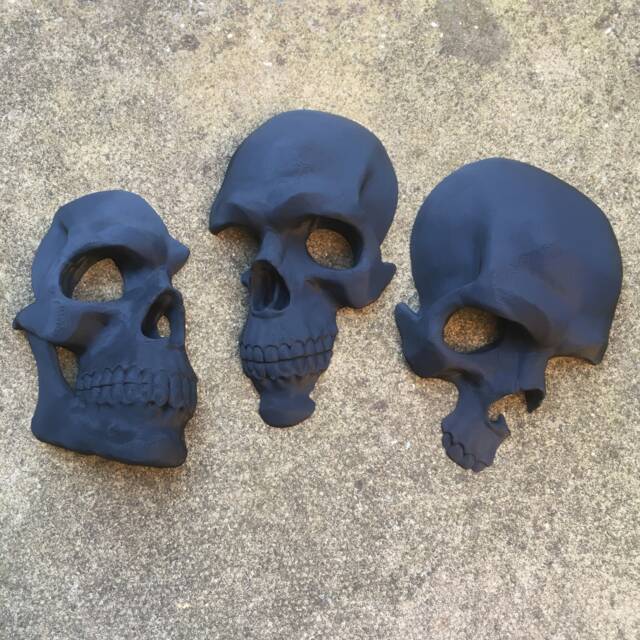 3D Printed Skull Wall Decor, Full Size Set Of 3, Mounted Human Skulls ...