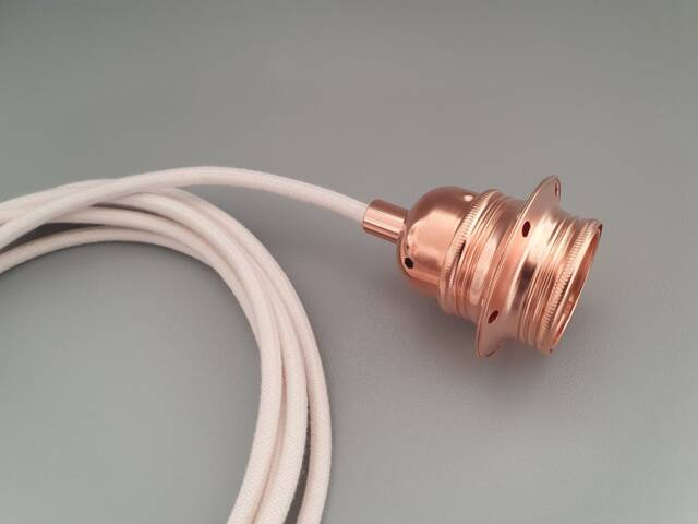 Vintage Copper Plug in Pendant Light - Fabric Cable, Threaded Lamp ...