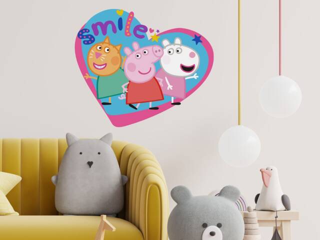 Peppa Pig & Friends Smile Wall Sticker, Decals, Stickers, Decor, Themed ...