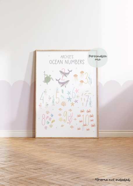 Personalised Print, Ocean Prints, Numbers, Girls Nursery Sea Life ...