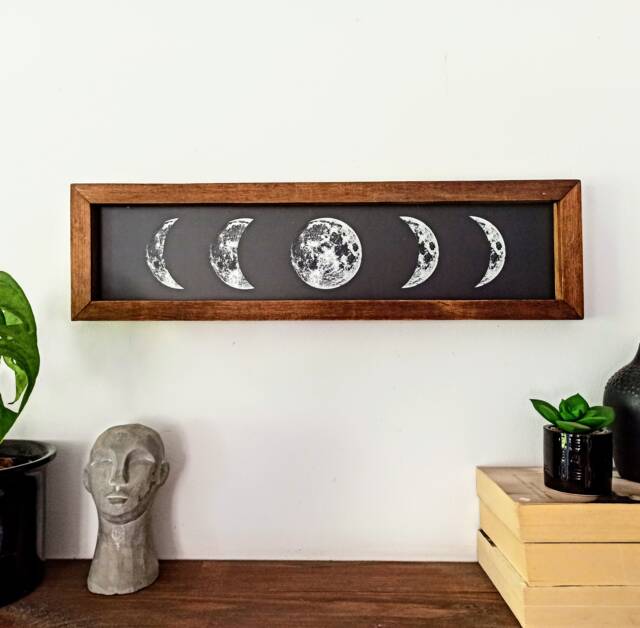 Moon Phases Wall Decor in Wooden Frame - Unique Art by Etsy | ufurnish.com
