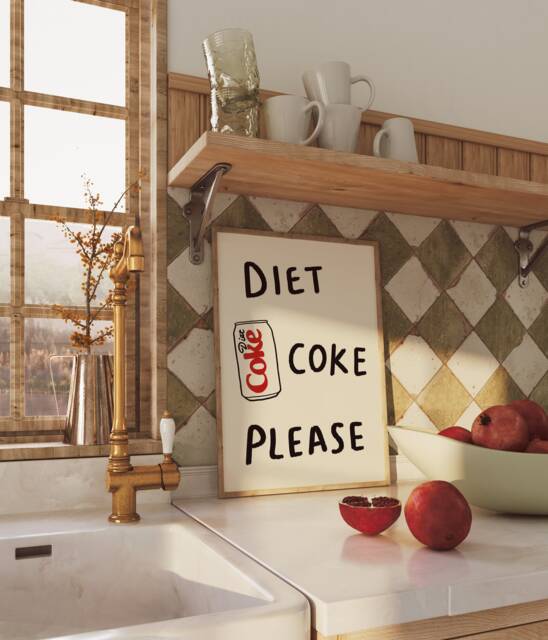 Diet Coke Please Unframed Print - Kitchen Wall Art Decor Prints Drink ...