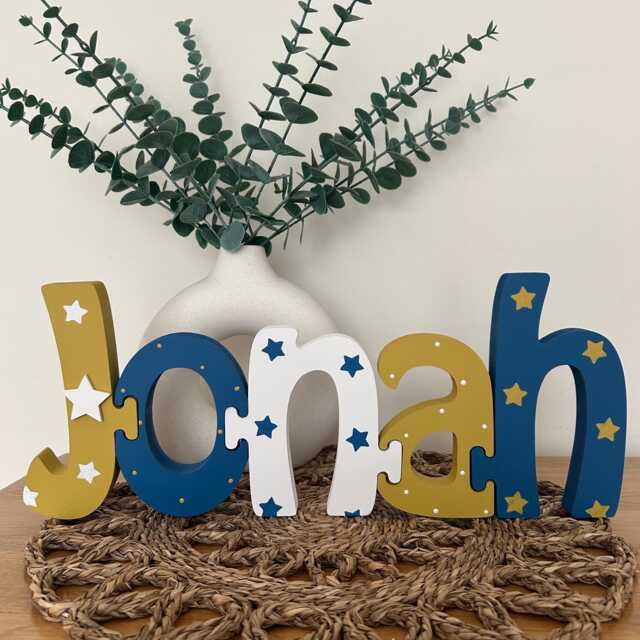 Wooden Jigsaw Name, Childs Bedroom Decor, Nursery Wooden Name, Puzzle ...