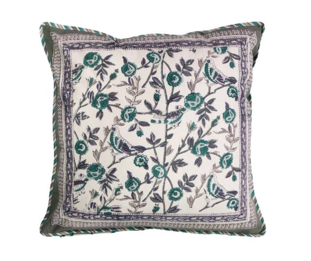 Kaja - Set Of 2 Cushion Covers in Cotton, Hand Printed With Block Print ...