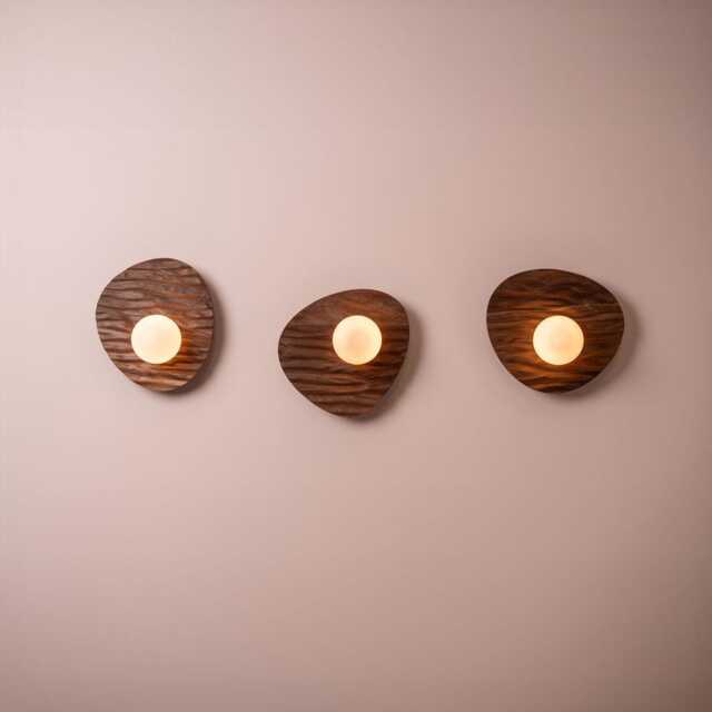 Set Of 3 Towan Wall Light in Solid Oak/Walnut by Etsy | ufurnish.com