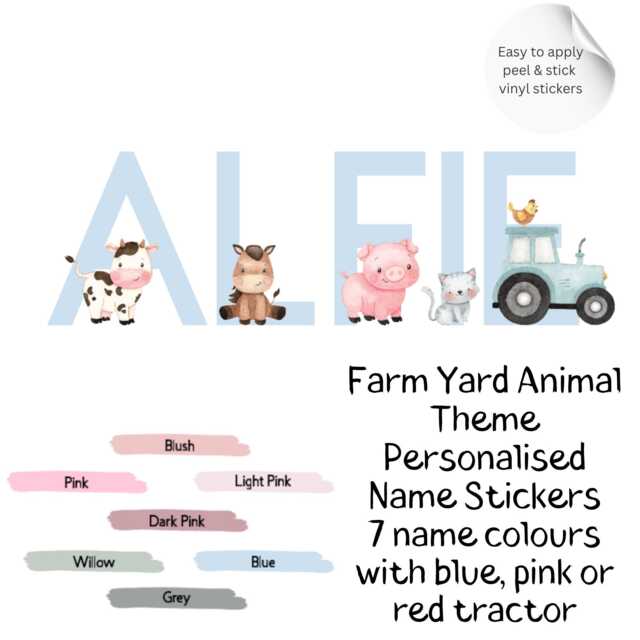 Farm Animal Name Stickers Personalized Nursery Decor - 4 by Etsy ...