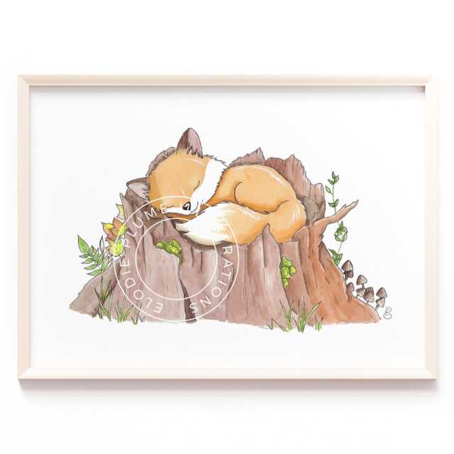 Baby Fox Illustration, Poster & Card, Stationery, Gift Idea, Wall Decor ...