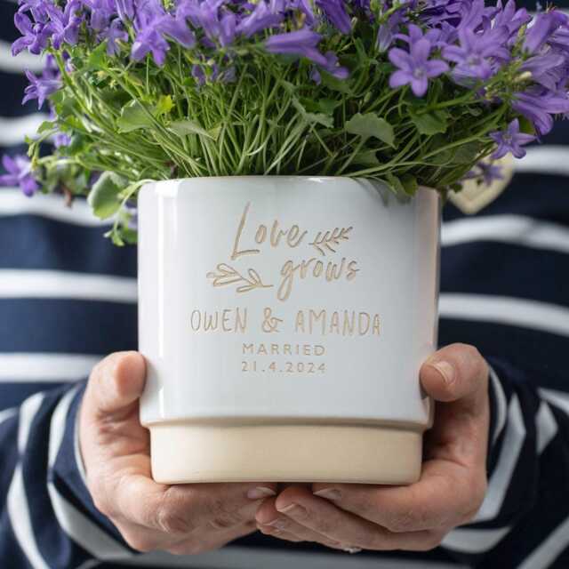 Personalised Wedding Celebration Indoor Plant Pot, Engraved To Order ...