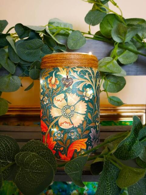 William Morris Compton - Dark Blue. Light Jar, Lantern, Night Light, Garden Wedding Decor. J H ...