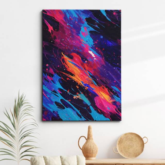 Bright & Colorful Paint Splash Abstract Oil Painting Style Wall Art ...