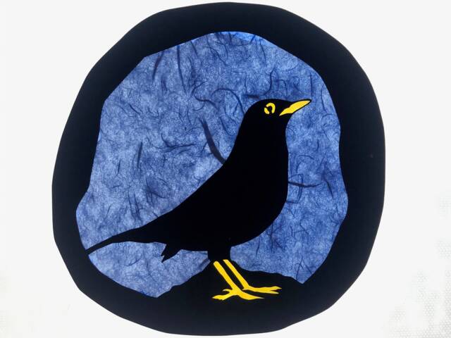 Blackbird/Bird Waldorf Transparent Window Picture Window Mural Season ...
