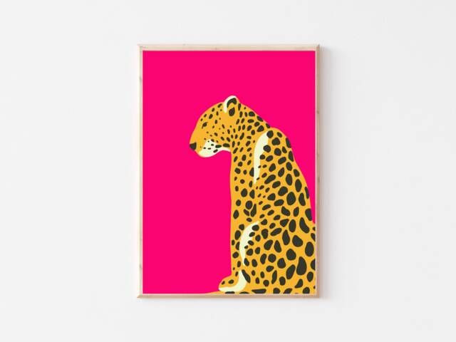 Leopard Print - Bright Pink 80's Retro Art Home D??cor Nursery Children ...